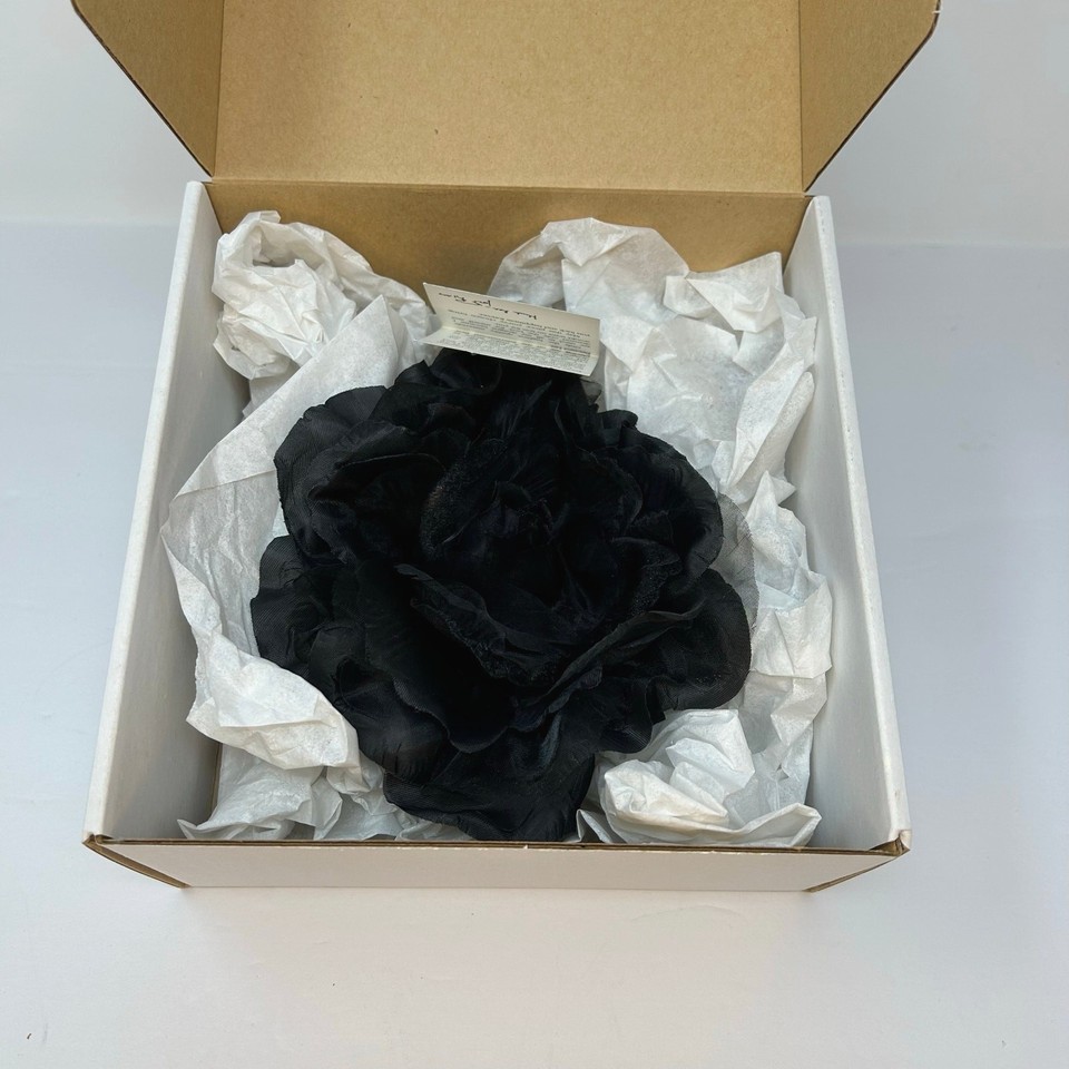 Never Used Joan Rivers Brooch Pin Flower Black Silk Fabric Large With ...