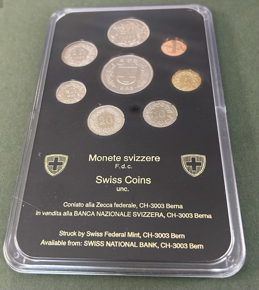 Swiss 1983 Coin Proof Set, Switzerland, Uncirculated Francs, Swiss Mint ...