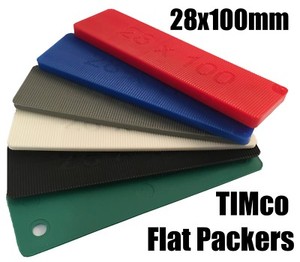 TIMco 100mm x 28mm Plastic Flat Packers Shims Frame Window Glazing ...