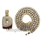 Hip Hop Bubble Drip Letter "D" Pendant & 18" 1 Row Tennis Choker Chain ...
