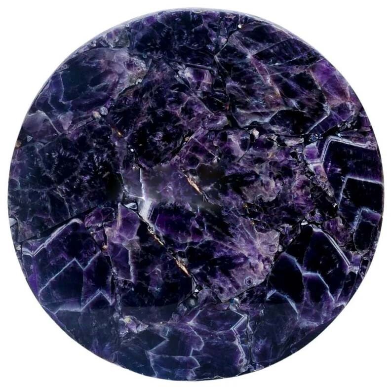 Round Amethyst Stone Coffee Table Tops, Gemstone Amethyst Table ...