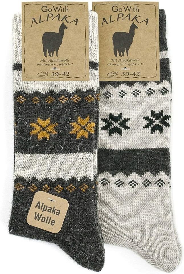 Alpaca Thermal Wool Socks for Women and Men - 2 PAIRS - Thick Knitted ...