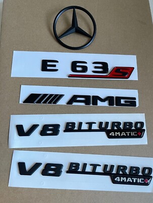 Matte Black Red E63s AMG V8 BITURBO Sticker Emblem Badge for E63s Sedan ...