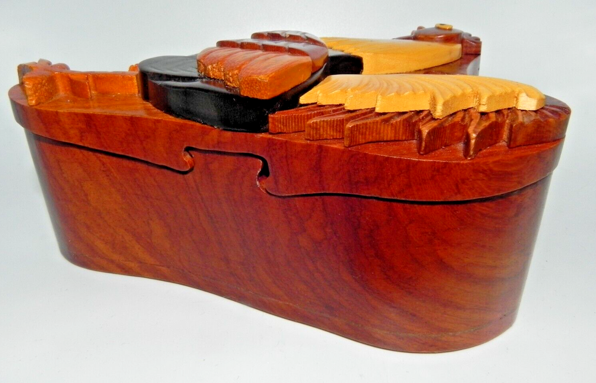 Intarsia Secret Compartment Box Handcrafted Rooster Intarsia Puzzle Box ...