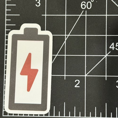 White Battery With Red Lightening Cartoon Matte -Vinyl Decal Sticker ...
