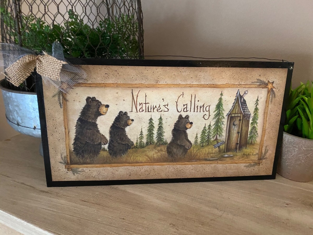 Rustic Bathroom Signs