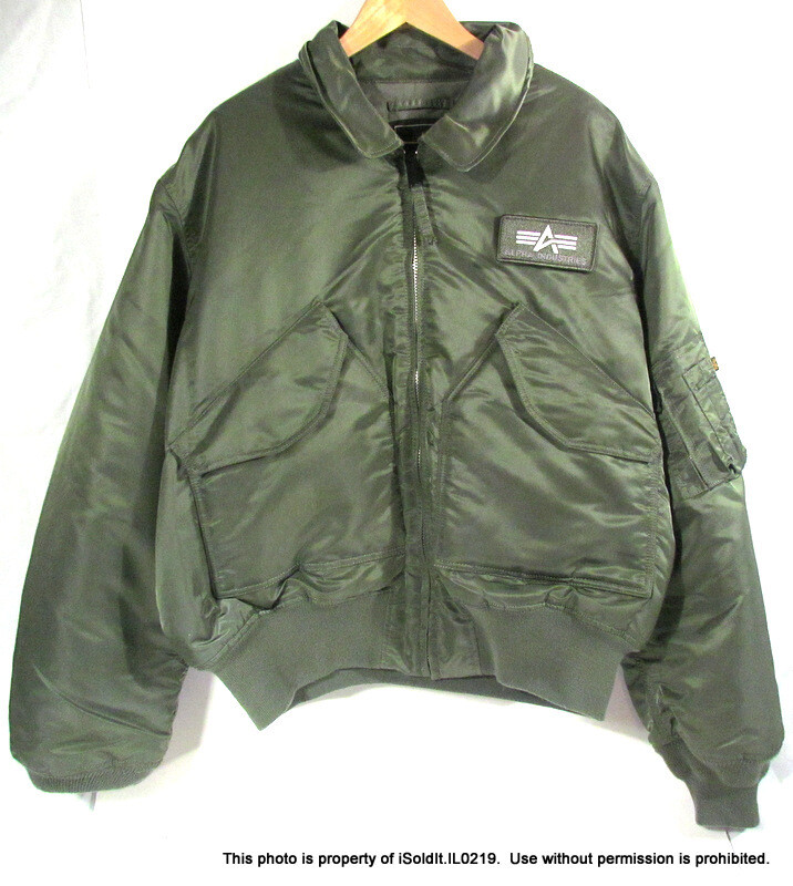MENS ALPHA INDUSTRIES ARMY GREEN BOMBER JACKET COAT S… - Gem