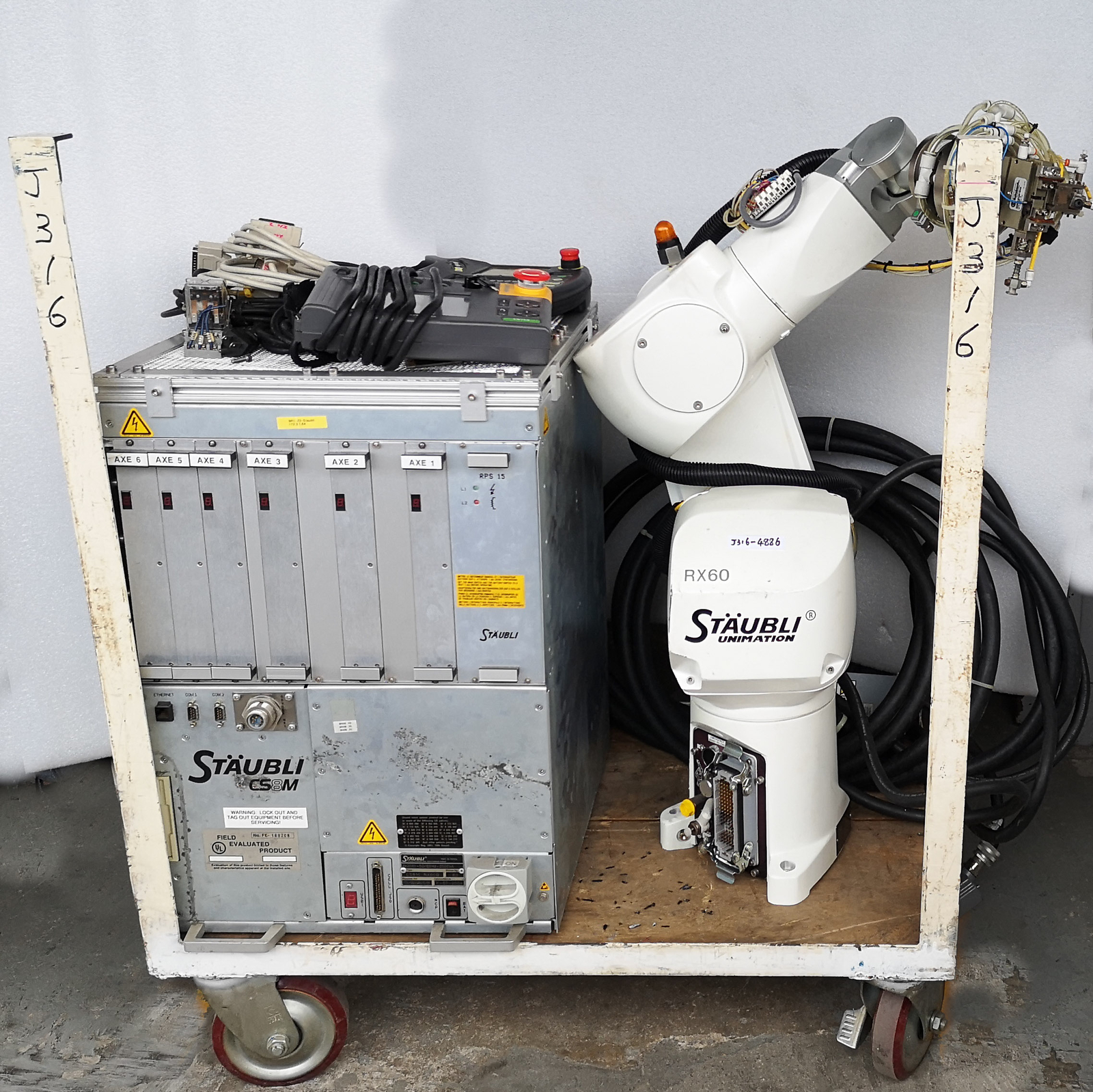 4886 STAUBLI ROBOT & CONTROLLER W/ TEACH PENDANT, CABLES CS8M RX60B | eBay