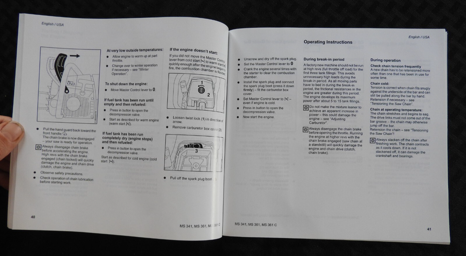 Genuine STIHL Model MS 341 361 Chainsaw Operators Owners Manual Nice ...
