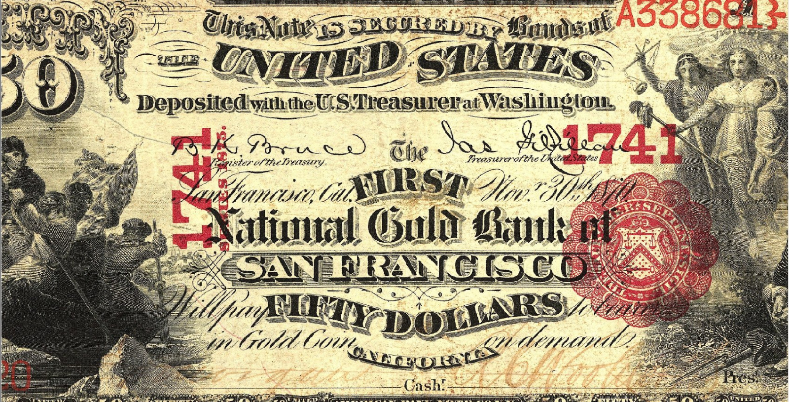 Reproduction $50 1875 National Gold Bank Note US Paper Money Currency ...