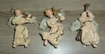 Vintage Set of 3 Roman Inc Resin Angels w/Instruments Ornaments - New ...