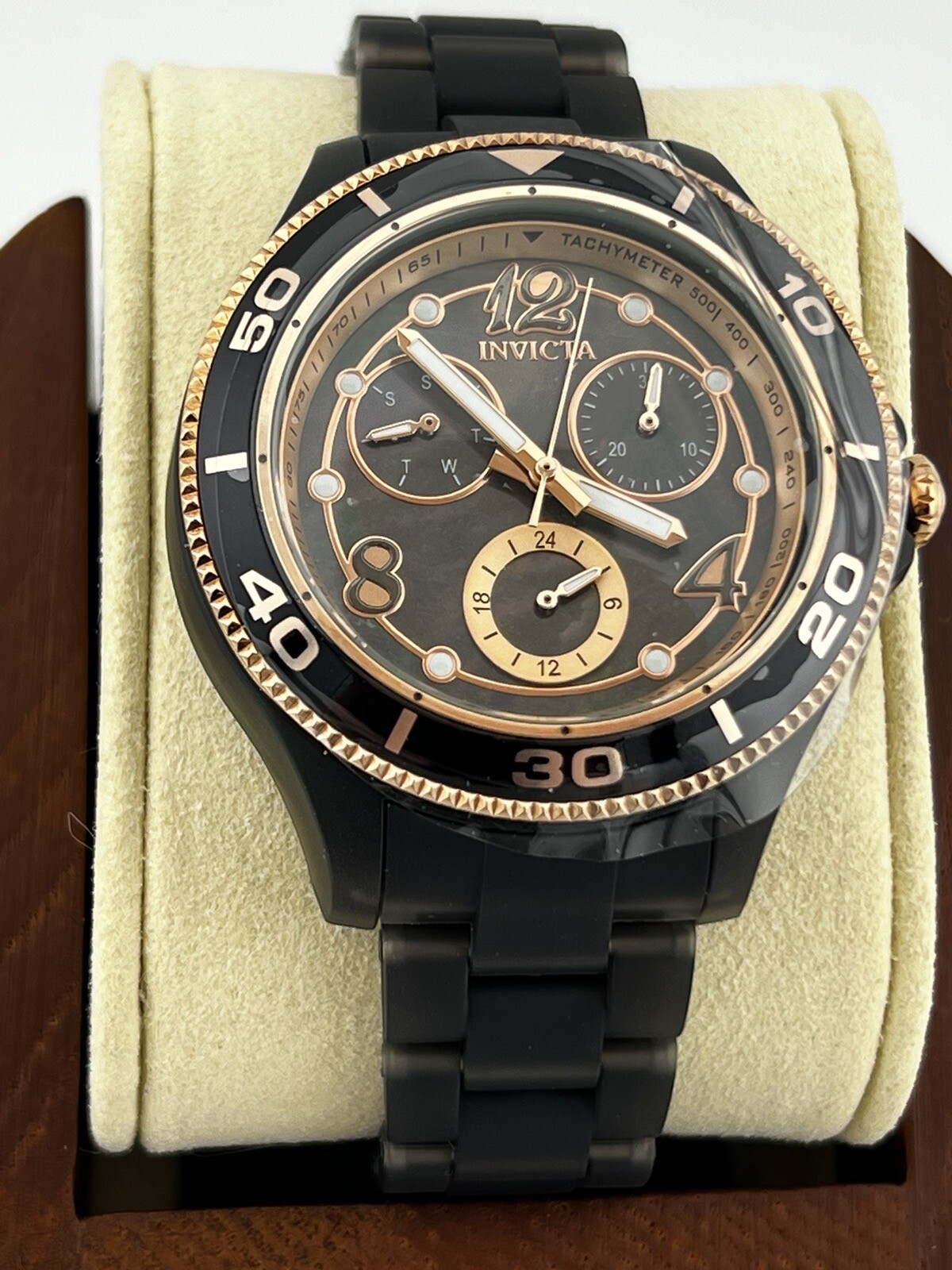 Invicta 30376 Anatomic 40mm Black Dial Chronograph SS Quartz Bracelet ...