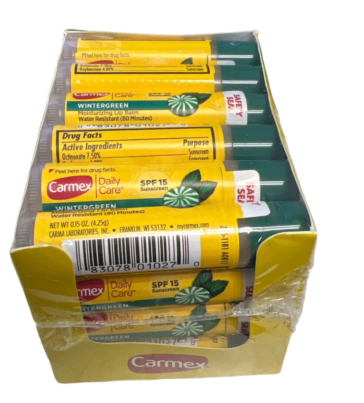 6 Carmex Wintergreen Moisturizing Lip Balm SPF 15 for sale online | eBay