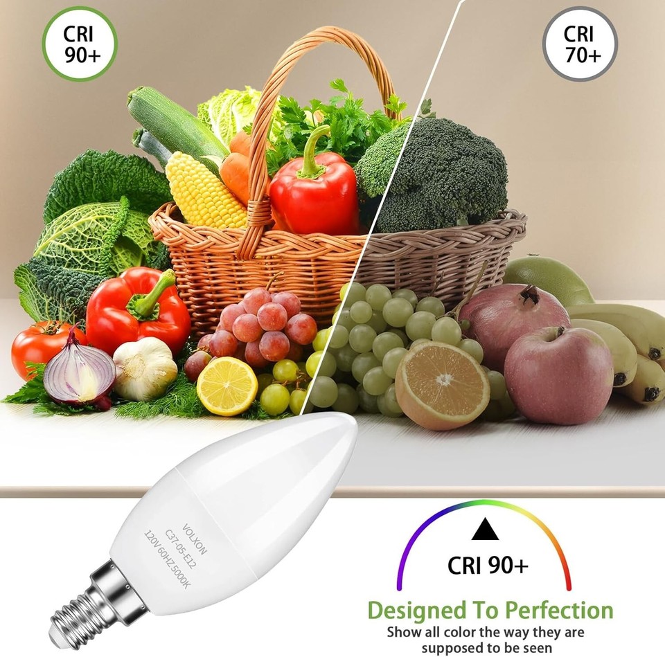 LED Candelabra Bulbs, E12 Ceiling Fan Light Bulbs Small Base, 6W ...