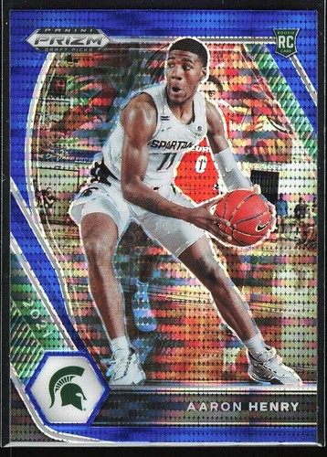 2021-22 Prizm Draft Picks Blue Pulsar Aaron Henry Rookie Michigan Spartans #48 | eBay