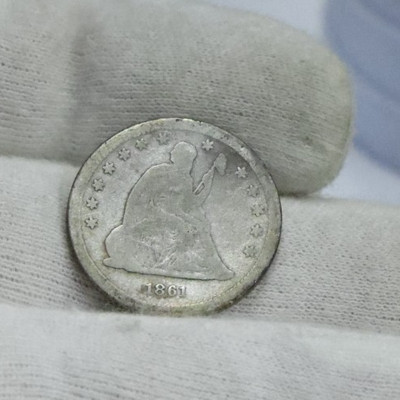 1861 US Seated Quarter 25c G+ (Cleaned) | eBay