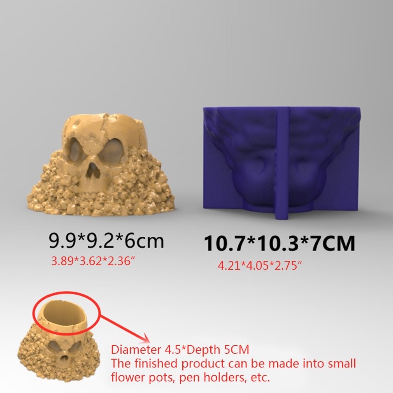 3D Skull Shape Pen Holder Flower Pot Silicone Molds DIY Mold | eBay UK