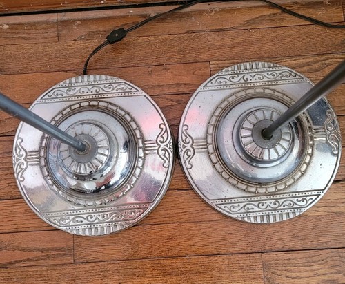 Art Deco Chromed Funeral Parlor Alter Floor Lamp Set (2) 51" Tall ...