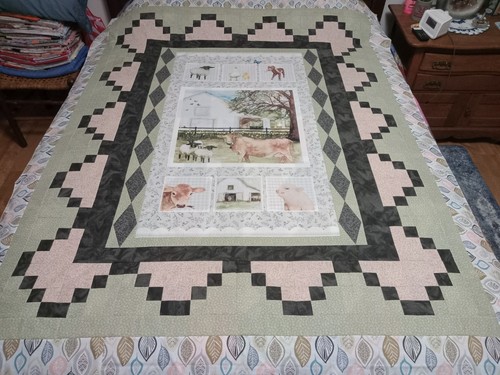 Farm Cow Pig Sheep Panel Throw Lap Toddler Quilt Top 62" X 74" | eBay