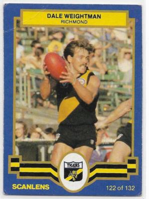 1986 Scanlens (122) Dale WEIGHTMAN Richmond | eBay Australia
