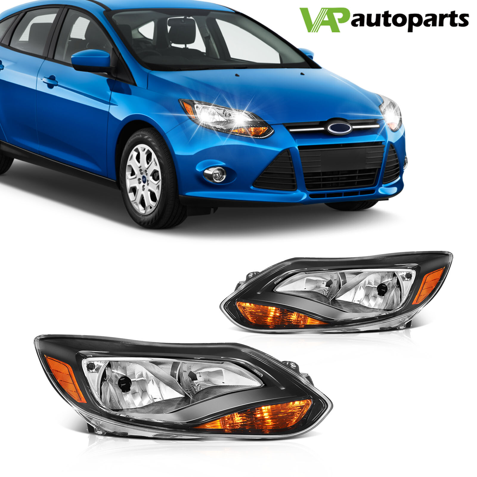 For Ford Focus 2012-2014 Aftermarket Headlights Assembly Pair ...