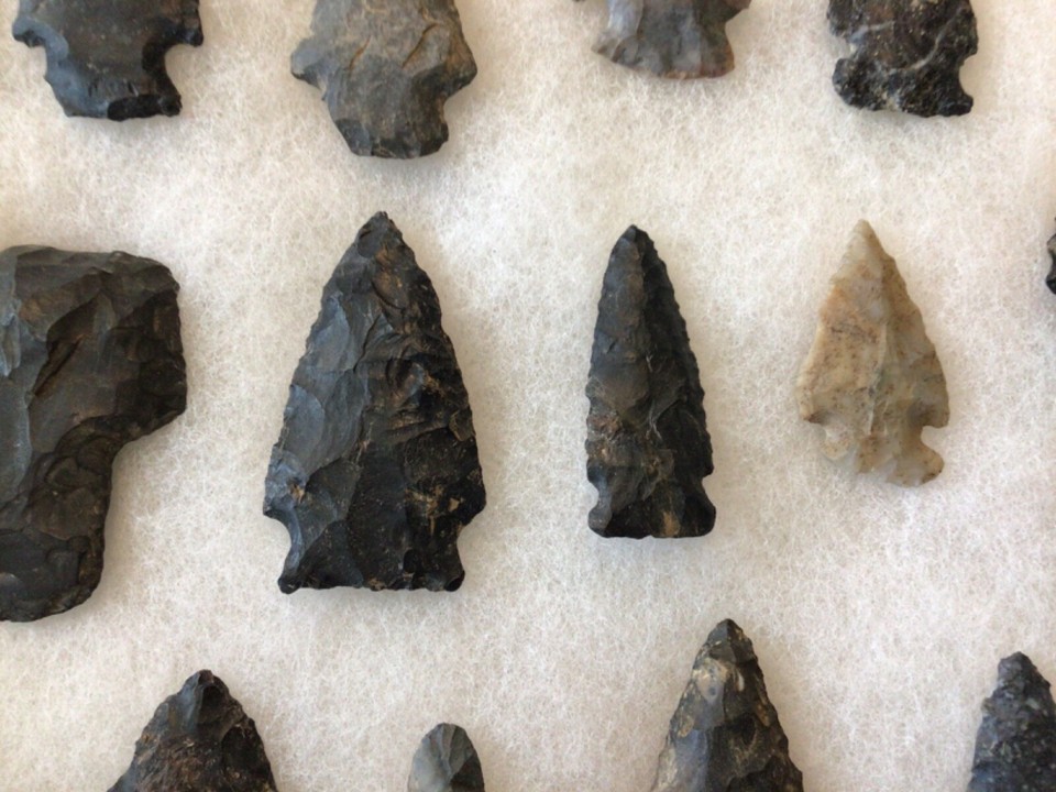 Vintage Authentic Native American Arrowhead Framed Collection Lot of 25 ...