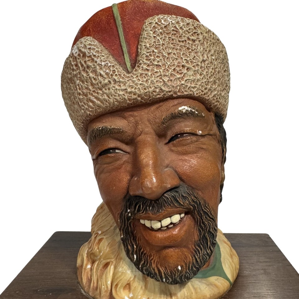Vintage 1960s Bossons Chalkware Head Bust Himalayan Wood Base Free ...