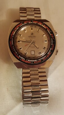 Vintage 1960's Atlantic Travelmate Alarm World Time Automatic ...