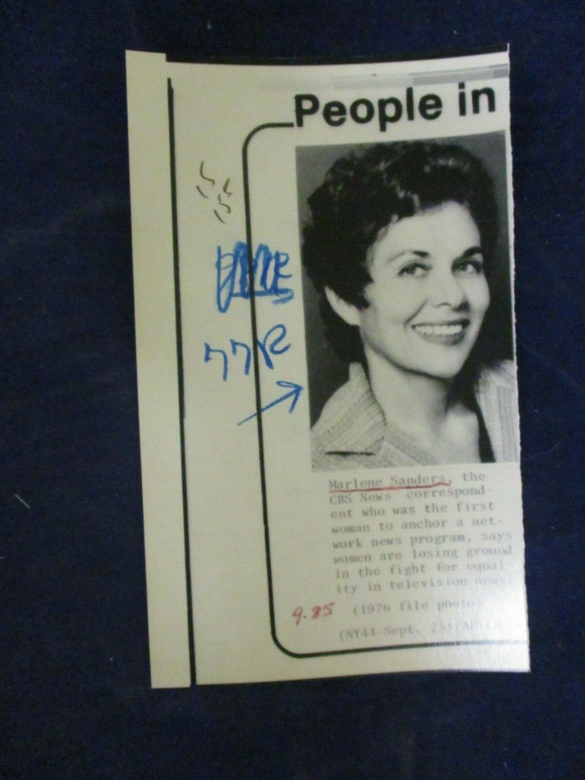 1985 Marlene Sanders CBS news correspondent Vintage Wire Press Photo | eBay