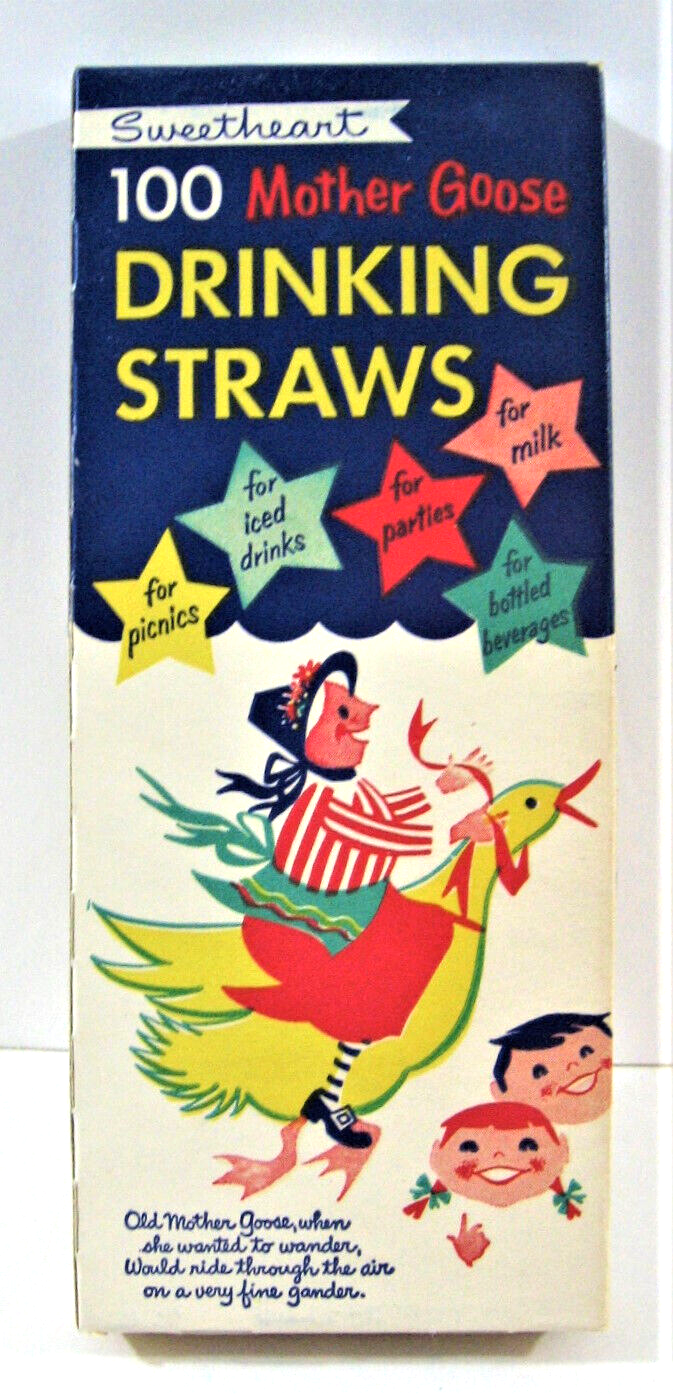 Vintage Mother Goose Hey Diddle Diddle Sweetheart Drinking Straw Box ...