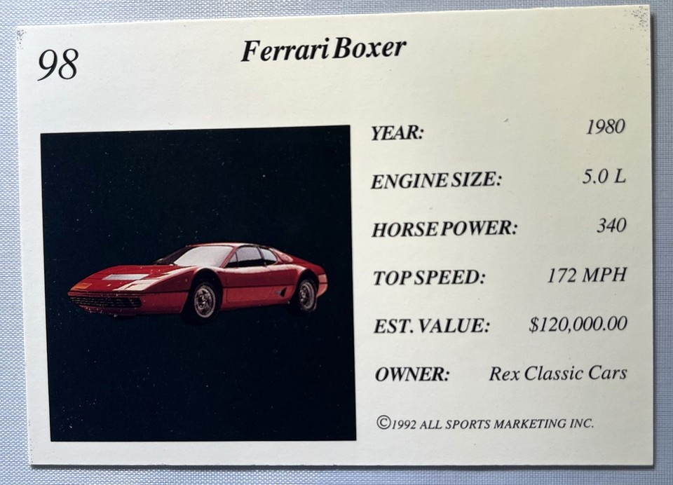 1992 All Sports Exotic Dreams #98 1980 FERRARI BOXER NM+ | eBay