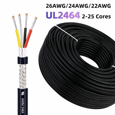 UL2464 26/24/22AWG Multicore Shielded Cable Audio Signal Control Wire 2 ...