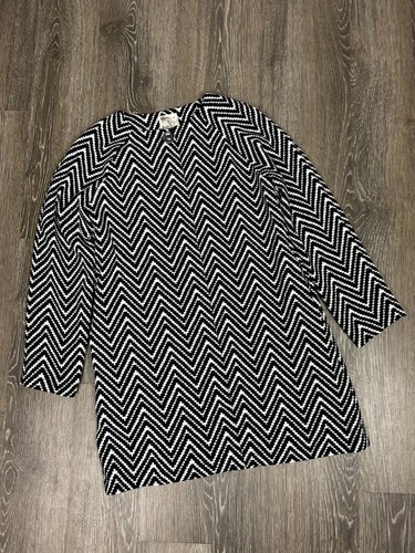 Anthropologie Tulle Black & White Chevron Lightweight Swing Jacket Size ...