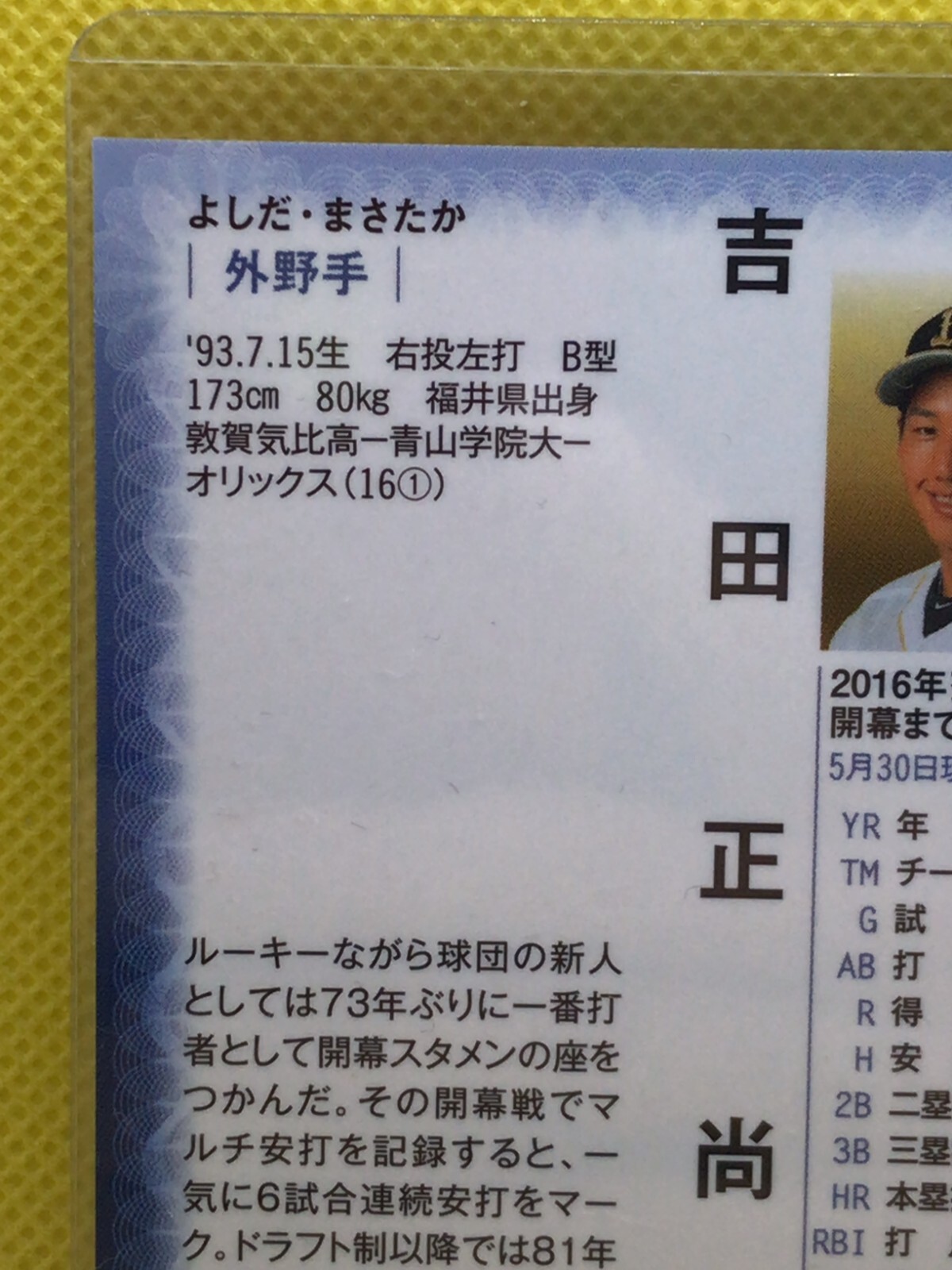 MASATAKA YOSHIDA 2016 BBM card 2nd version #461 ROOKIE rare ORIX BUFFALOES | eBay