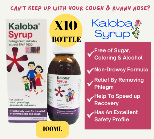 10 Bottles New Kaloba Syrup Cold Cough Sore Throat Sneeze Flu Non ...
