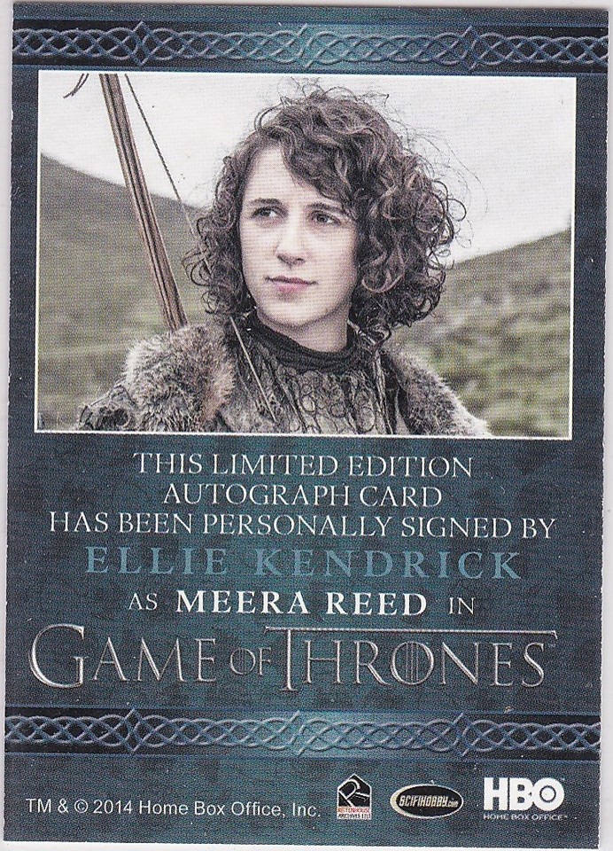 GAME OF THRONES SEASON 3 ELLIE KENDRICK AS MEERA REED AUTOGRAPH CARD ...
