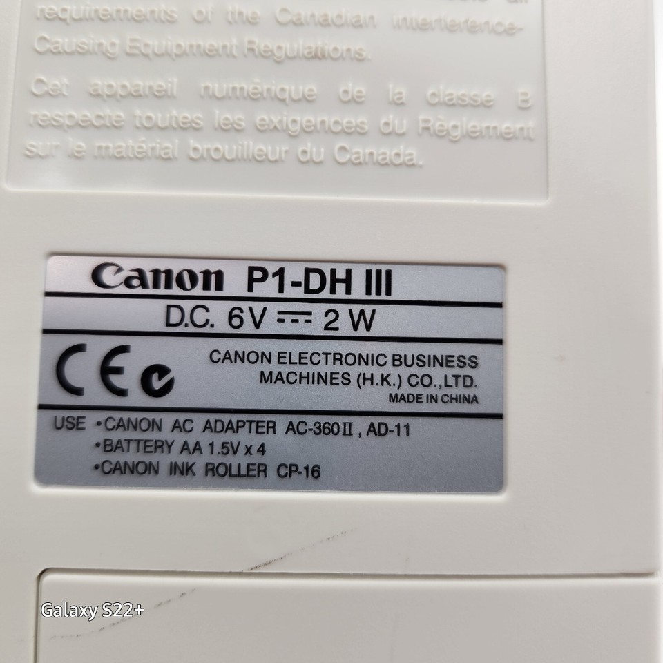 Canon Palm Printer Calculator P1-DH III Adding Machine Adapter Tax ...