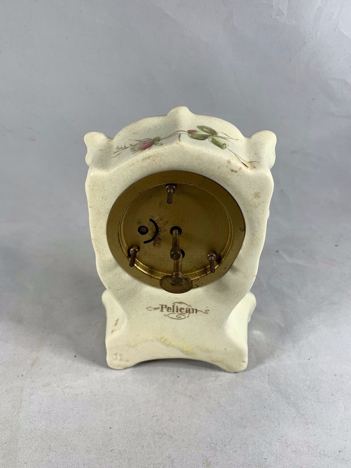 WORKS Porcelain Mantle Clock Pelican / Narco Windup Movement / 3620 | eBay