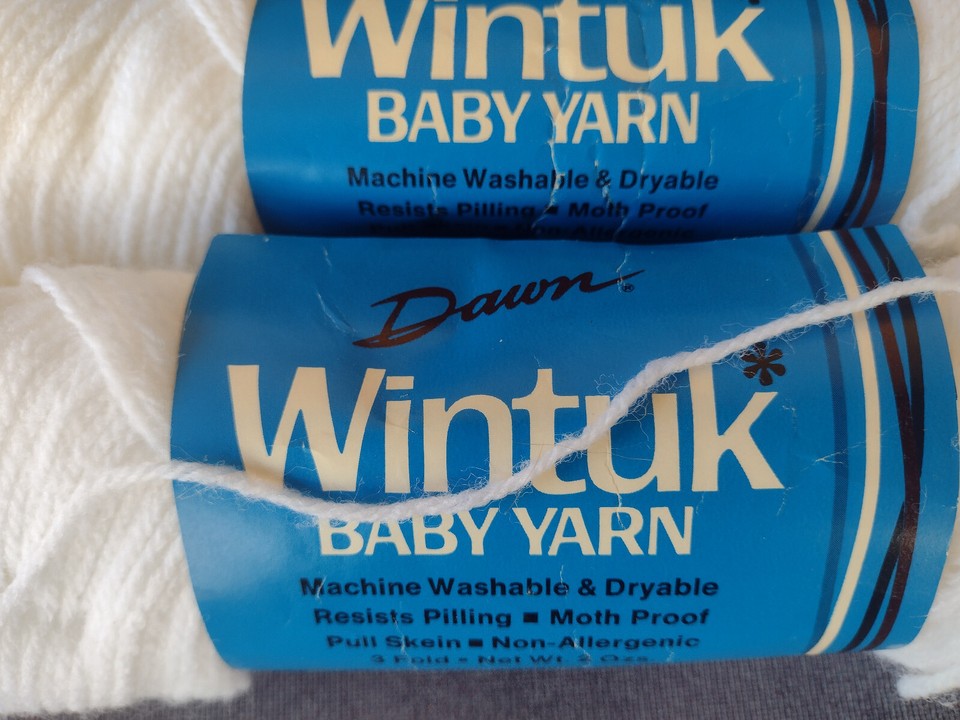 Vintage American Thread Dawn Wintuk Baby Yarn White Leftovers 1.8 & 1.3 ...