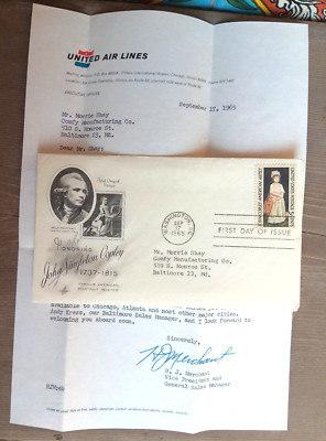 ARTIST JOHN SINGLETON COPLEY 1965 COMMERICAL UNITED AIR LINES FDC ...