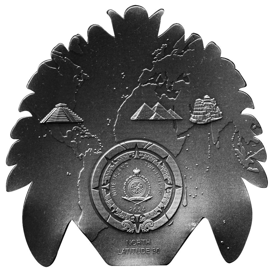 2024 Niue Maya Mask Coin 2 oz .999 Silver Mysteries of the World w/ Box ...