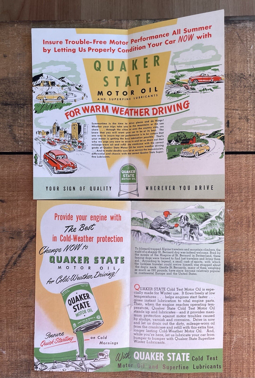 X2 Vtg 1949-50 Quaker Motor Oil JENNEY Gas Station Auburn ME ...