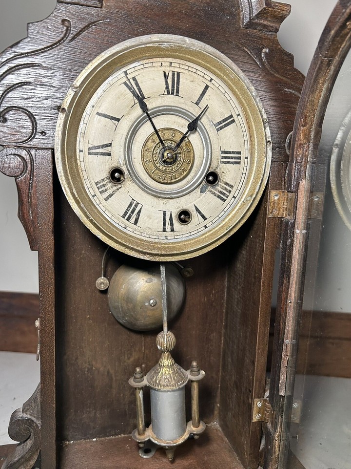 Rare George B Owen Parlor Clock With Integrated Alarm Mantel Shelf ...