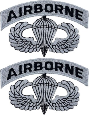 Airborne Jump Wings Paratrooper Patch - 2PC - 3.5" X 2.25" iron on sew ...