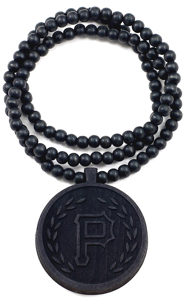 Letter P Necklace New Pendant Good Wood Style With 36 Inch Wood Bead ...
