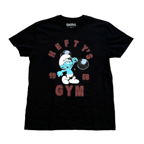 NWOT Smurfs Hefty's Gym T-Shirt Tee Men's XL Black | eBay