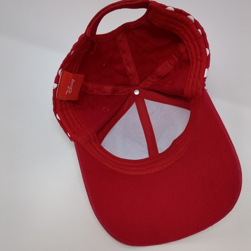 Minnie Mouse Bow Strapback Hat Red One Size Polka Dot Embroidered ...
