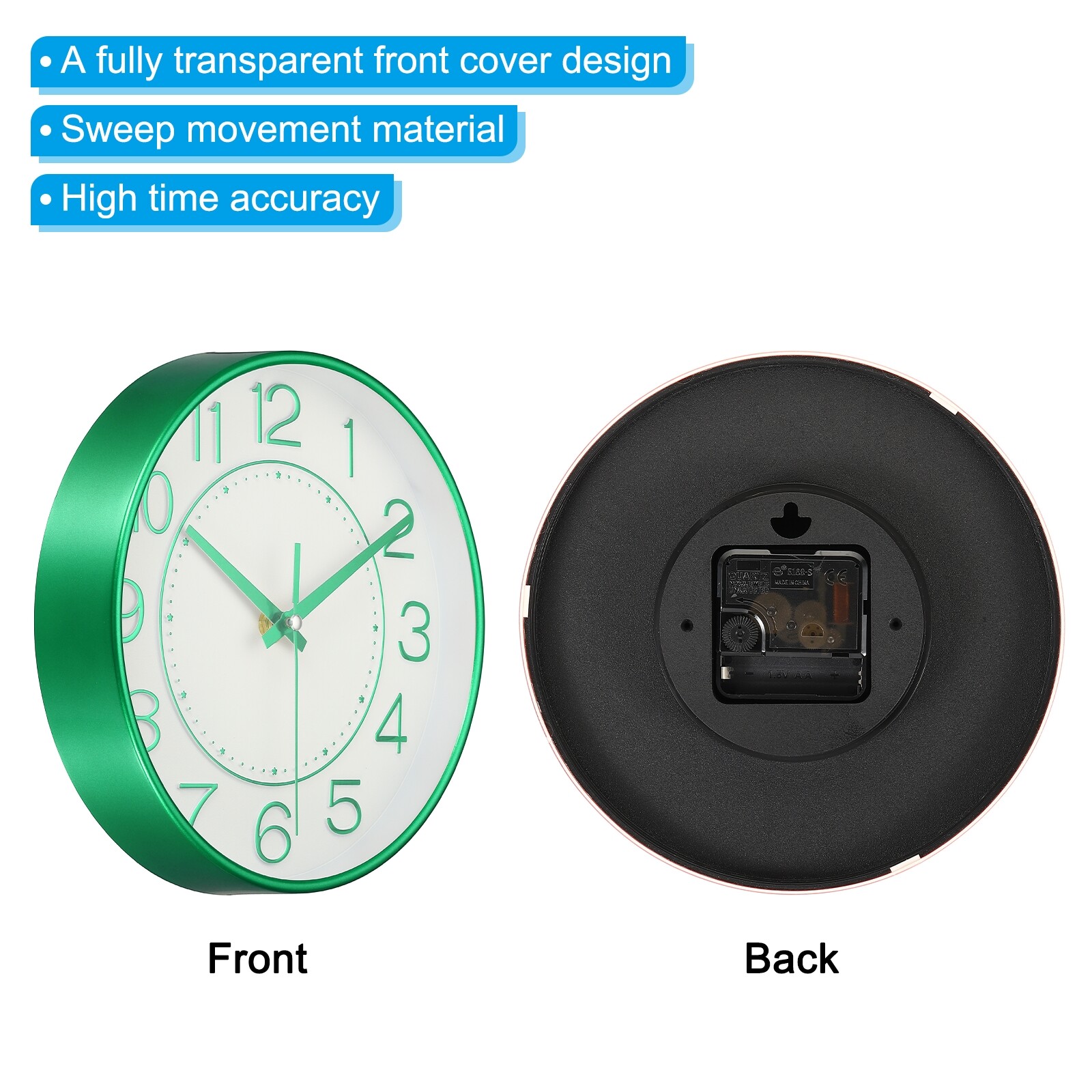 8" Wall Clock Battery Operated Silent Non-Ticking Round Modern Clock ...