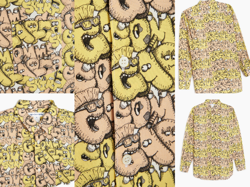 Comme Des Garçons x Kaws Art Printed Dress Shirt Deadstock BNWT L | eBay