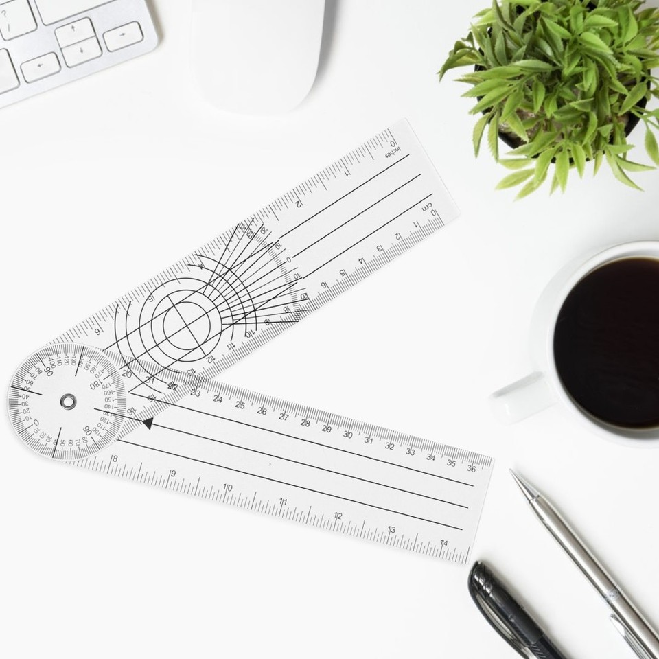 4 Pcs Clear Plastic Goniometer Angle Protractor Finder Folding Ruler ...
